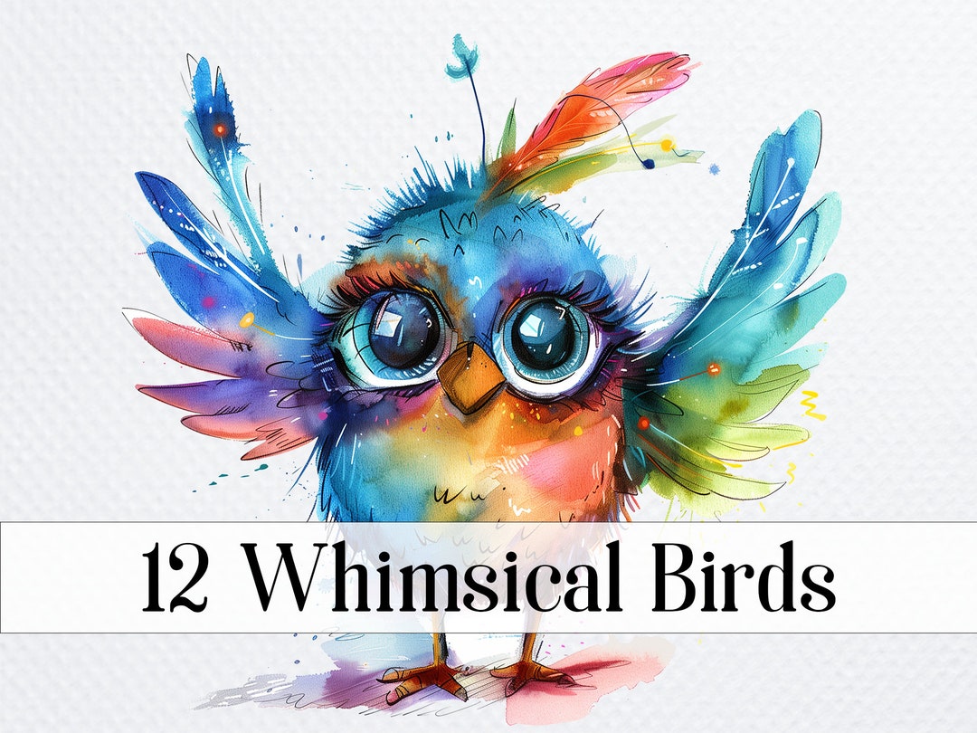 20 Whimsical Birds PNG Bundle, Funny Birds Sublimation, Watercolor ...