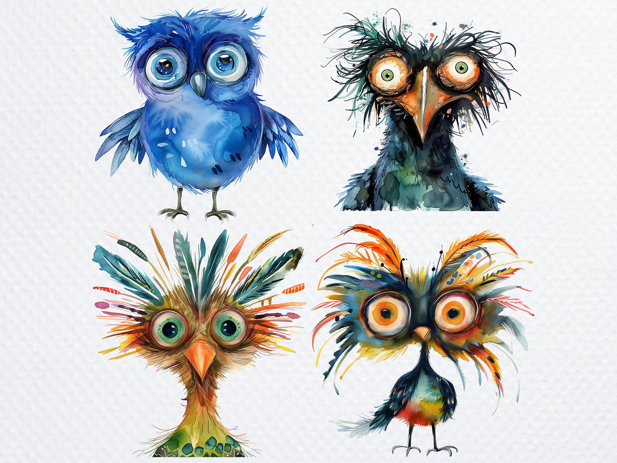 20 Whimsical Birds PNG Bundle, Funny Birds Sublimation, Watercolor ...