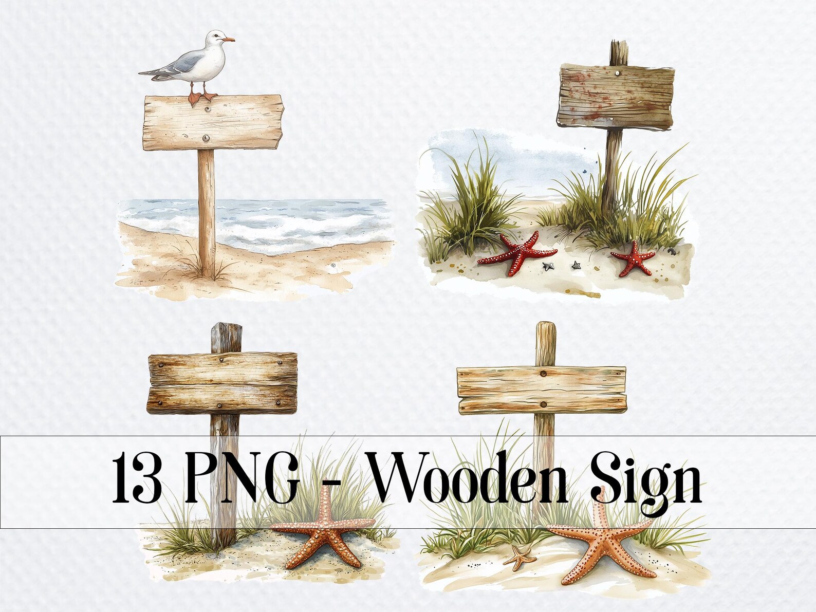 13 Wooden Sign PNG Clipart Bundle, Beach Sign Png, Nautical Signs ...