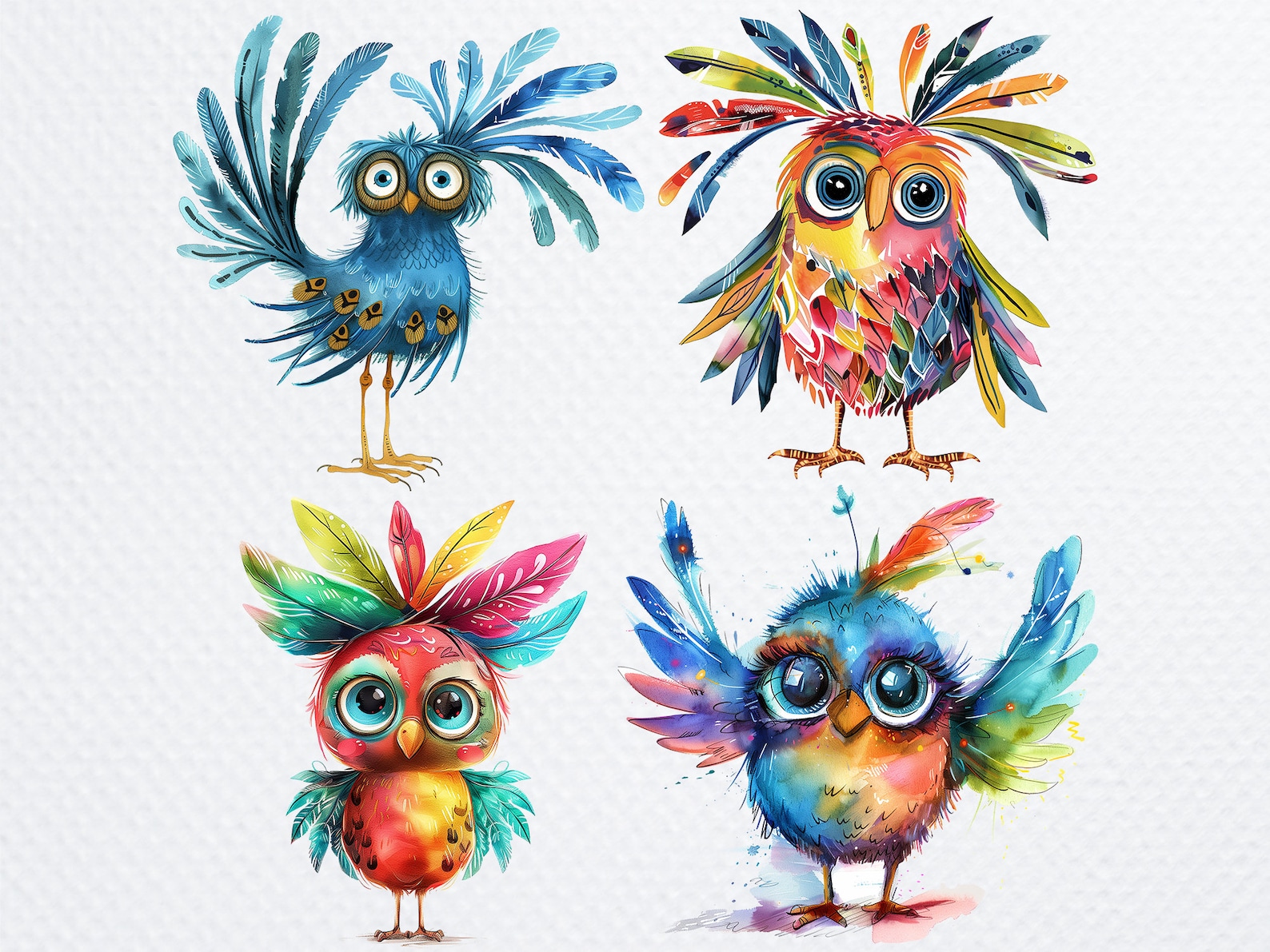 20 Whimsical Birds PNG Bundle, Funny Birds Sublimation, Watercolor ...