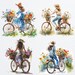 12 PNG Woman on Bicycle Clipart Bundle, Printable Watercolor Floral ...
