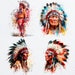 16 Native American Indian Chief PNG Clipart, Printable Watercolor ...