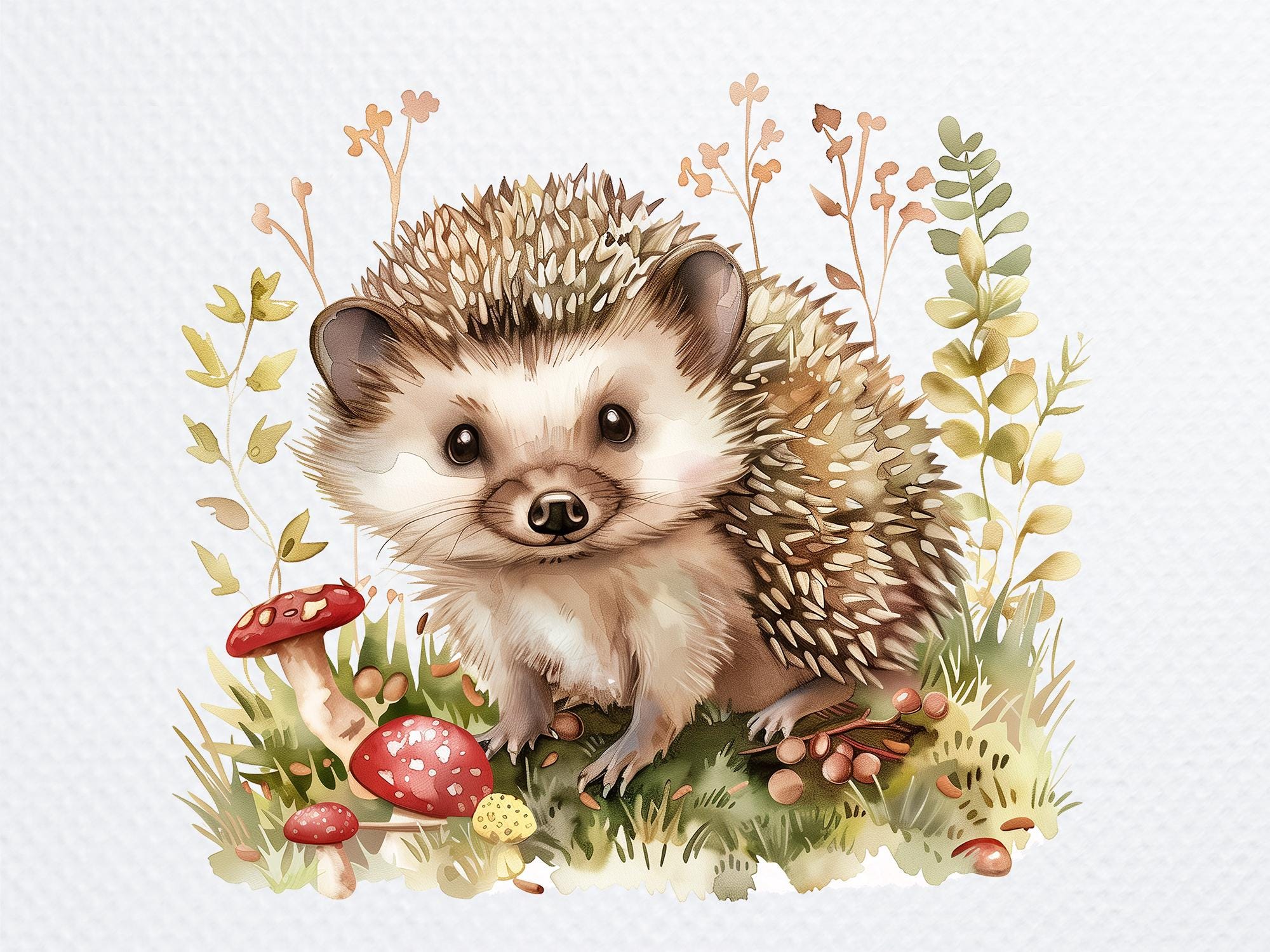 10 Cute Hedgehog PNG Bundle, Printable Watercolor Floral Hedgehog ...
