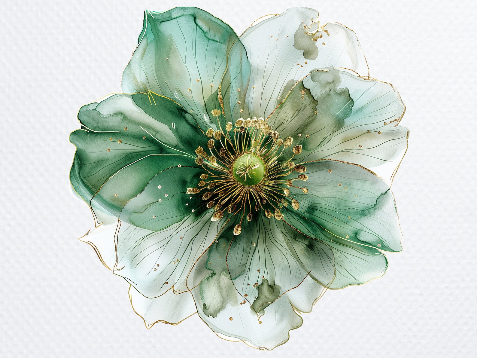 12 Abstract Flowers Clipart, Green Gold Flowers PNG, Lime Gold Flowers ...