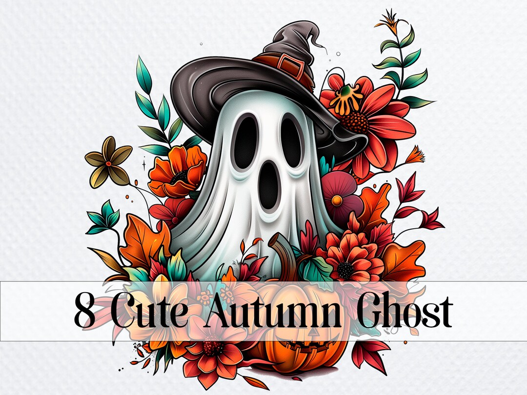 8 Cute Ghost PNG Bundle, Halloween Clipart for Sublomation, Fall PNG ...