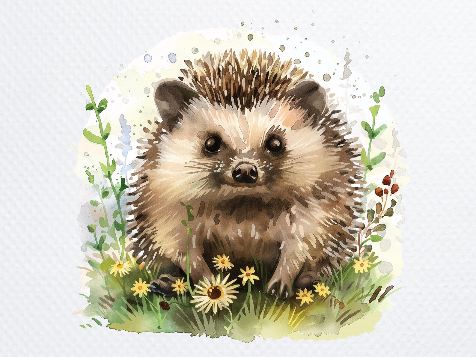 10 Cute Hedgehog PNG Bundle, Printable Watercolor Floral Hedgehog ...