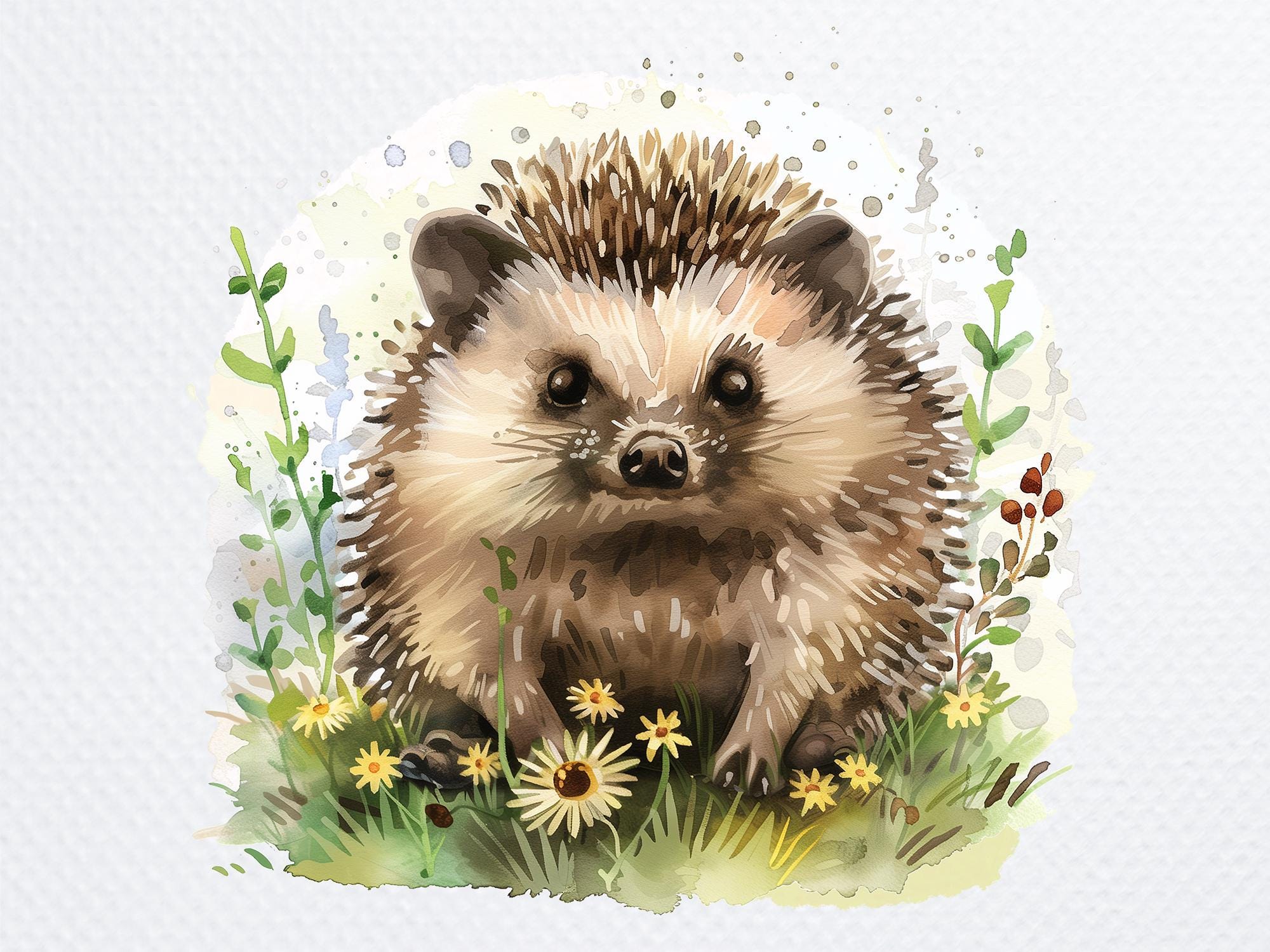 10 Cute Hedgehog PNG Bundle, Printable Watercolor Floral Hedgehog ...