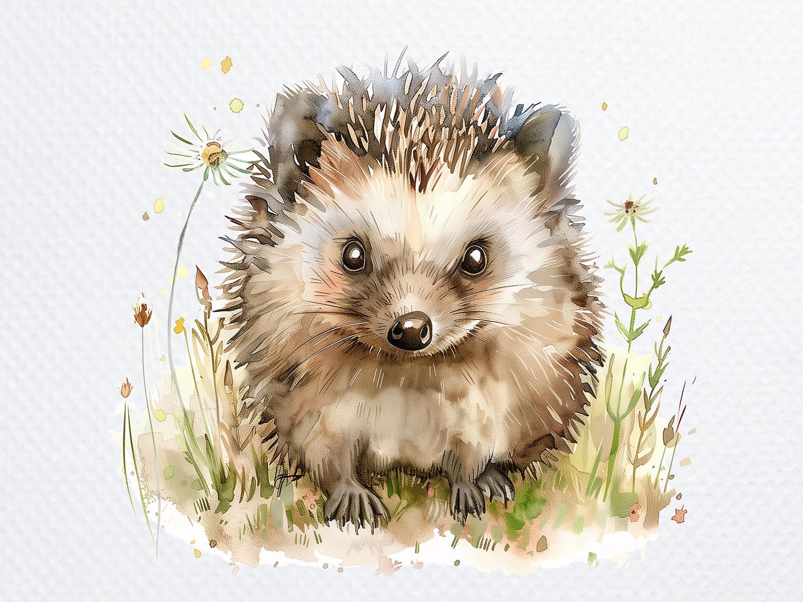 10 Cute Hedgehog PNG Bundle, Printable Watercolor Floral Hedgehog ...