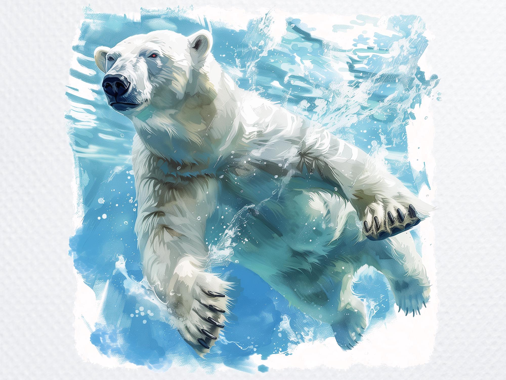 10 Polar Bear PNG Clipart Bundle, Printable Watercolor Sublimation ...