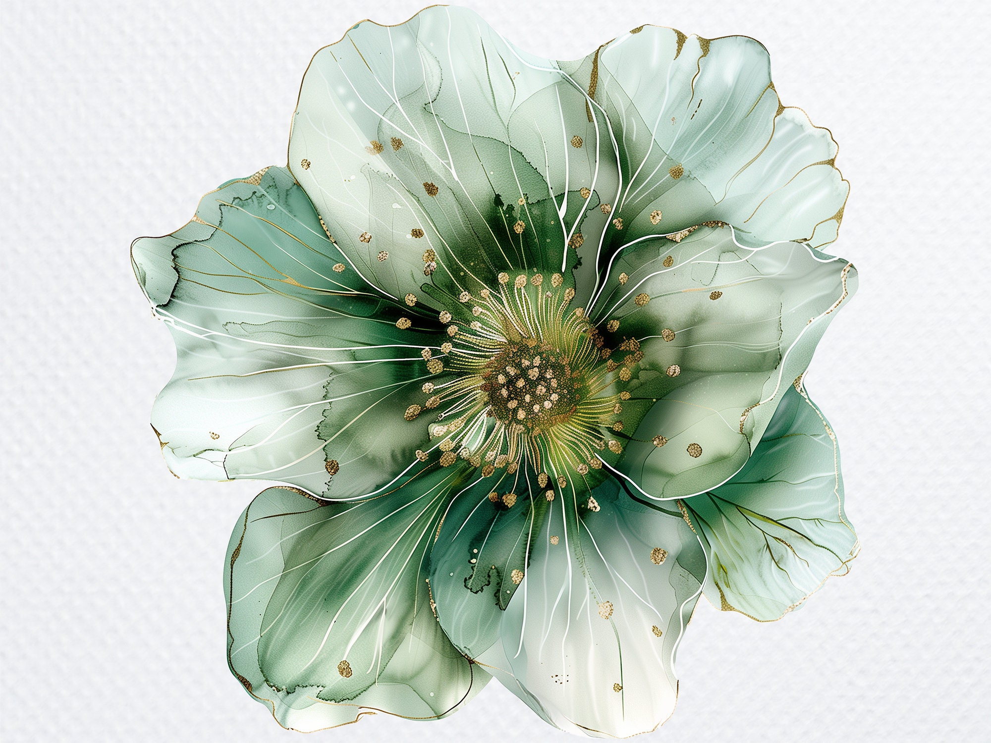 12 Abstract Flowers Clipart, Green Gold Flowers PNG, Lime Gold Flowers ...