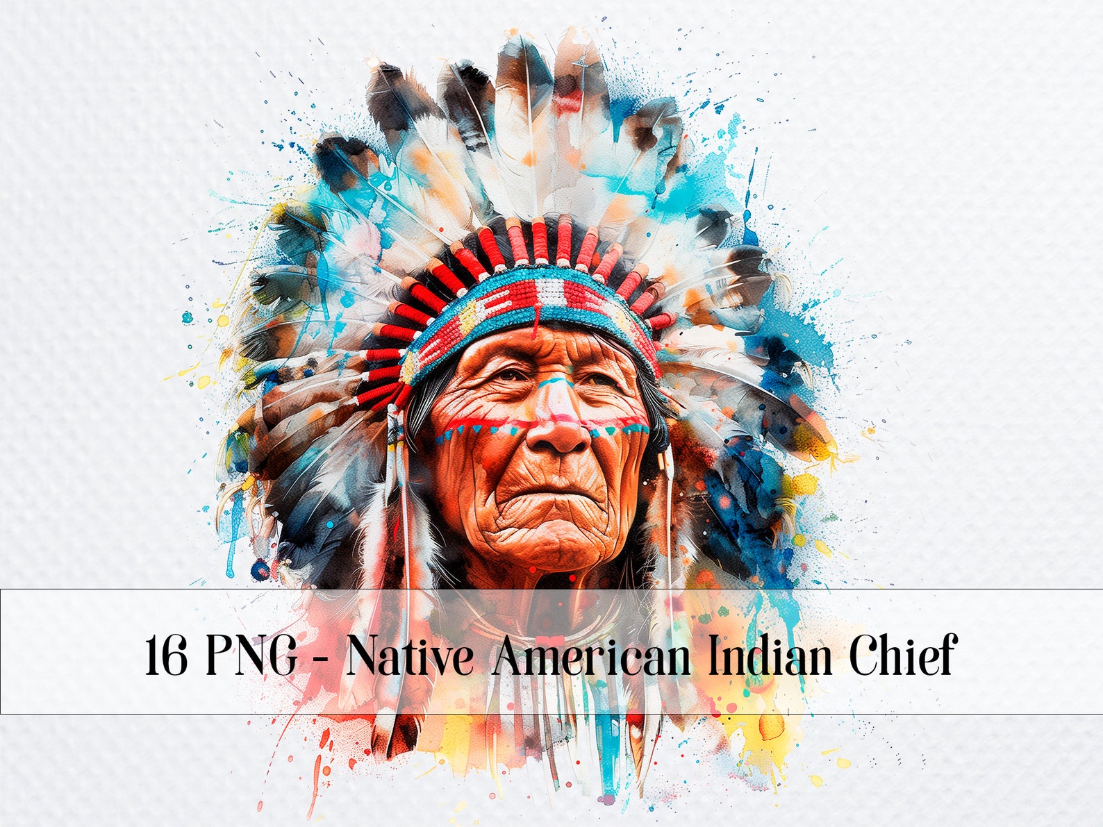 16 Native American Indian Chief PNG Clipart, Printable Watercolor ...