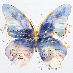 12 PNG Butterfly Music Notes Clipart Bundle, Butterfly Wall Print ...