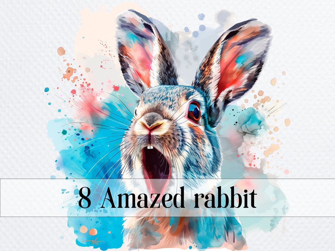 8 Amazed Rabbit PNG Clipart, Amazed Hare for Sublimation, Printable ...