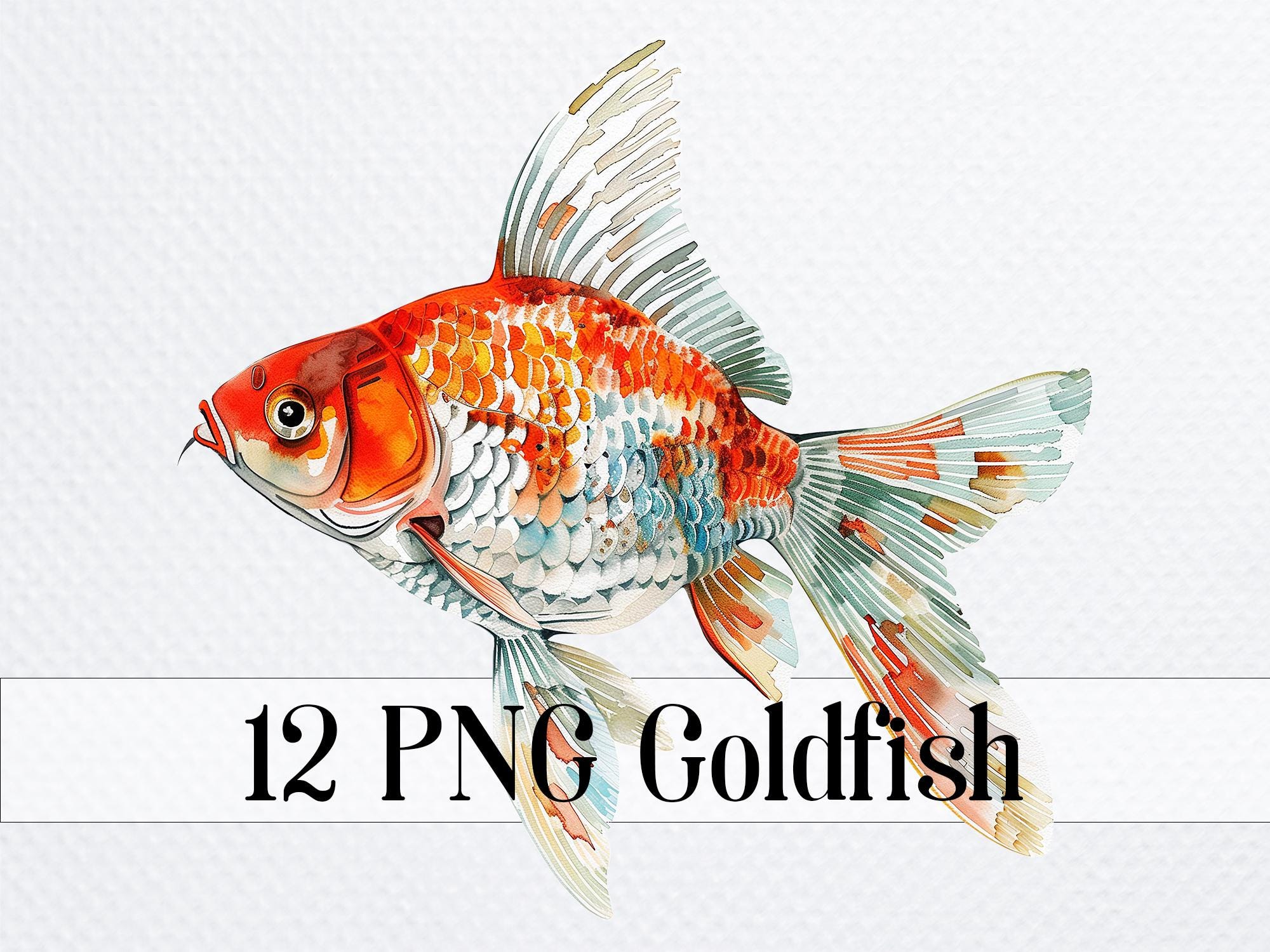 12 Goldfish PNG Clipart Bundle, Golden Fish Clipart, Printable ...