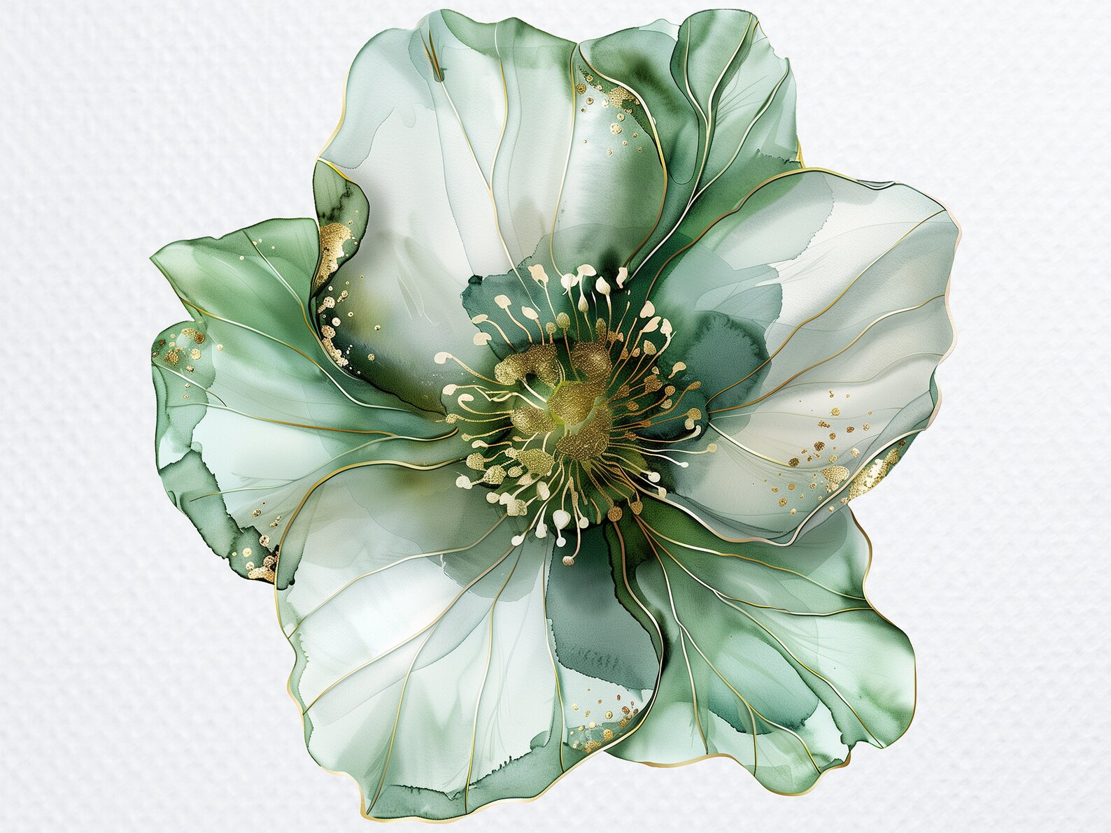 12 Abstract Flowers Clipart, Green Gold Flowers PNG, Lime Gold Flowers ...