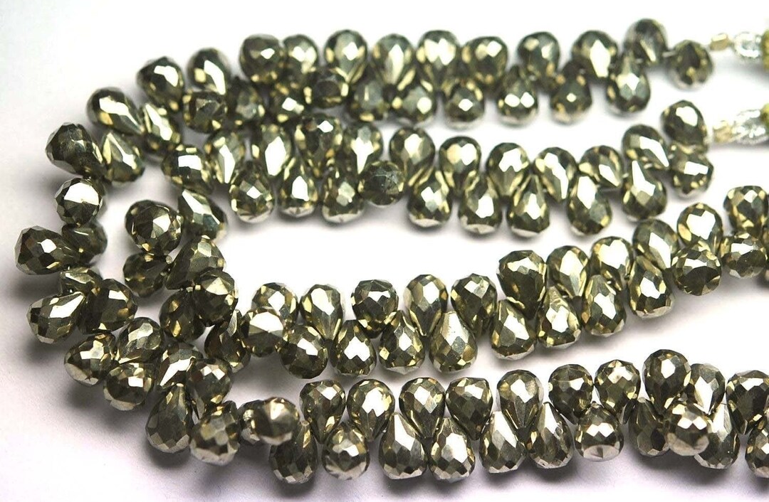 Natural Golden Pyrite Gemstone Micro Faceted Pear Drop - Etsy
