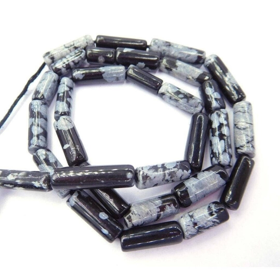 13 Strand Natural Snow Flake Obsidian Smooth Finished Gemstone - Etsy