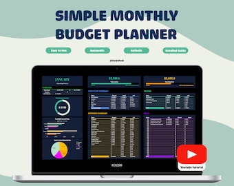 Simple Monthly Budget Planner Monthly Budget Spreadsheet Paycheck ...