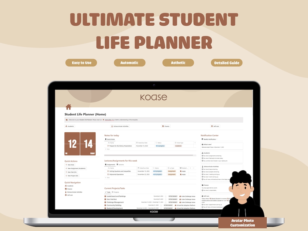 Ultimate Student Planner Notion Template Academic Planner Notion ...