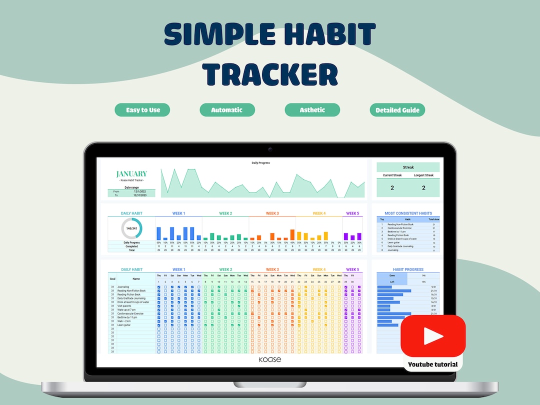 Habit Tracker to Do List Habit Tracker Spreadsheet for Google Sheets ...