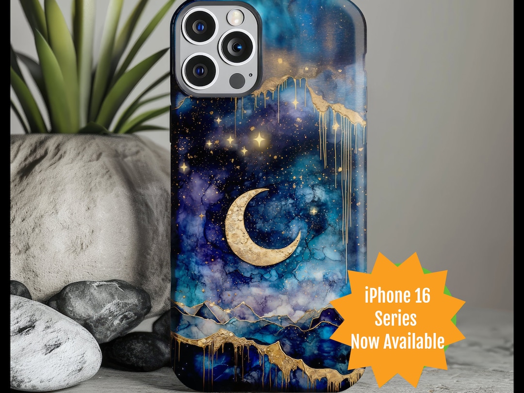 Celestial Night Sky Phone Case, Moon and Stars Design, Tough Phone Case ...