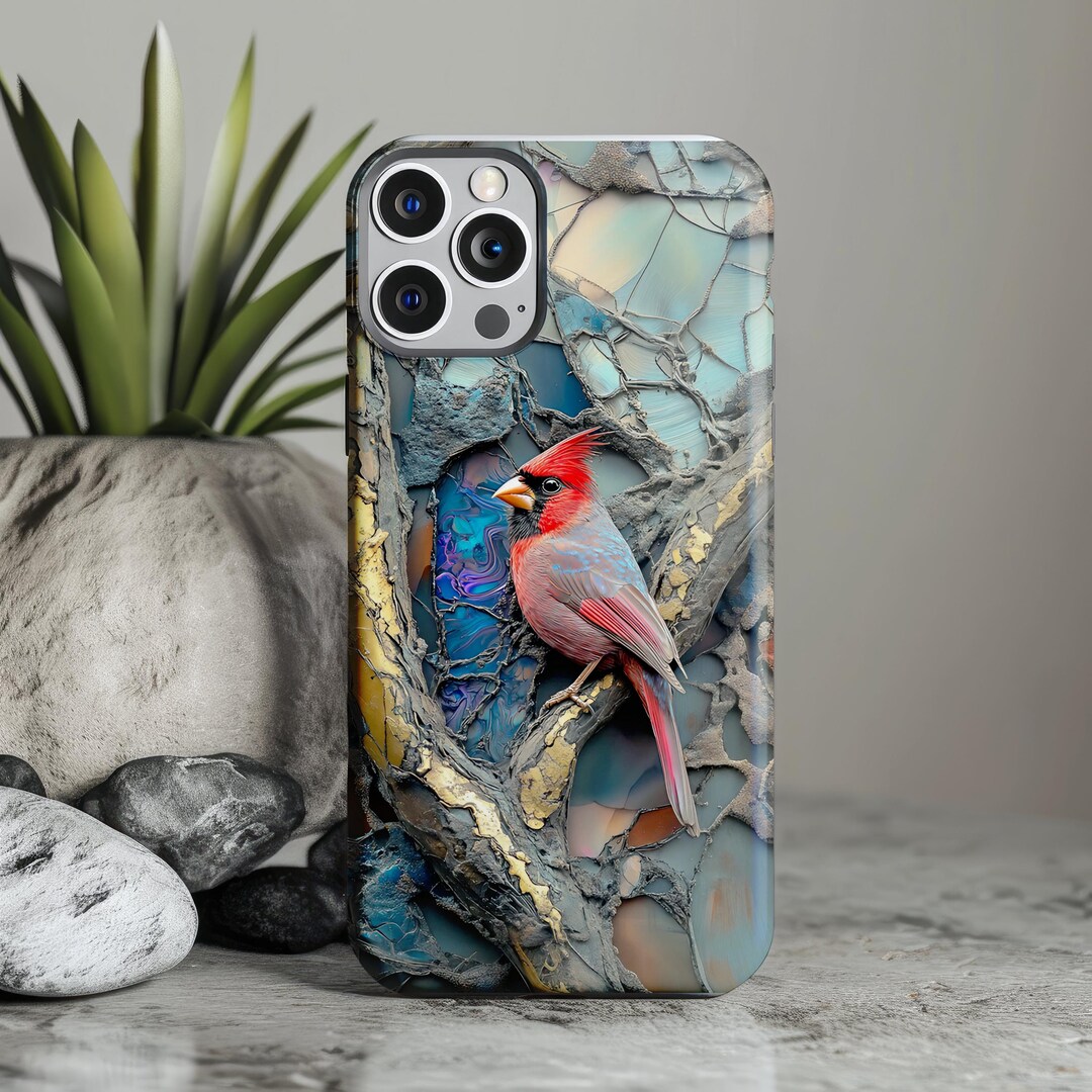 Artistic Cardinal Bird Phone Case, Nature Inspired iPhone Case, Unique ...