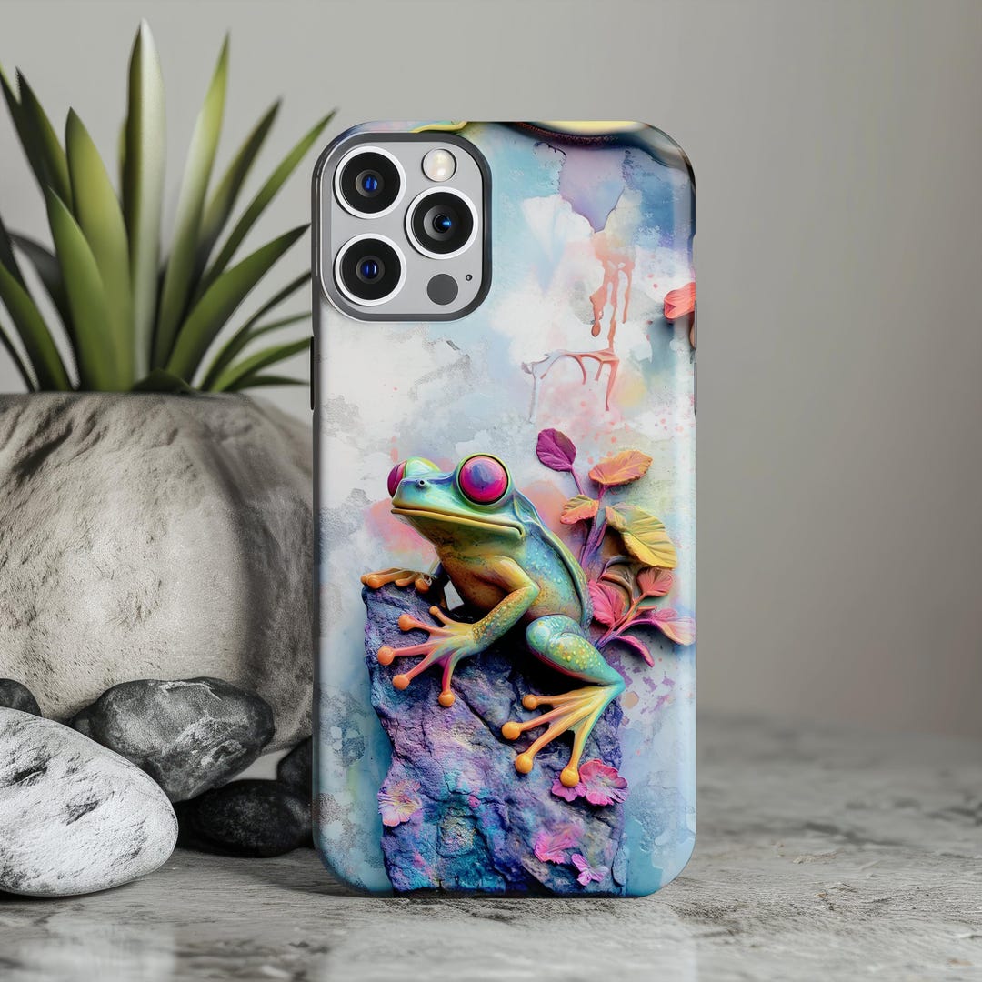 Colorful Frog Whimsical Phone Case, Unique Frog Art iPhone Case ...
