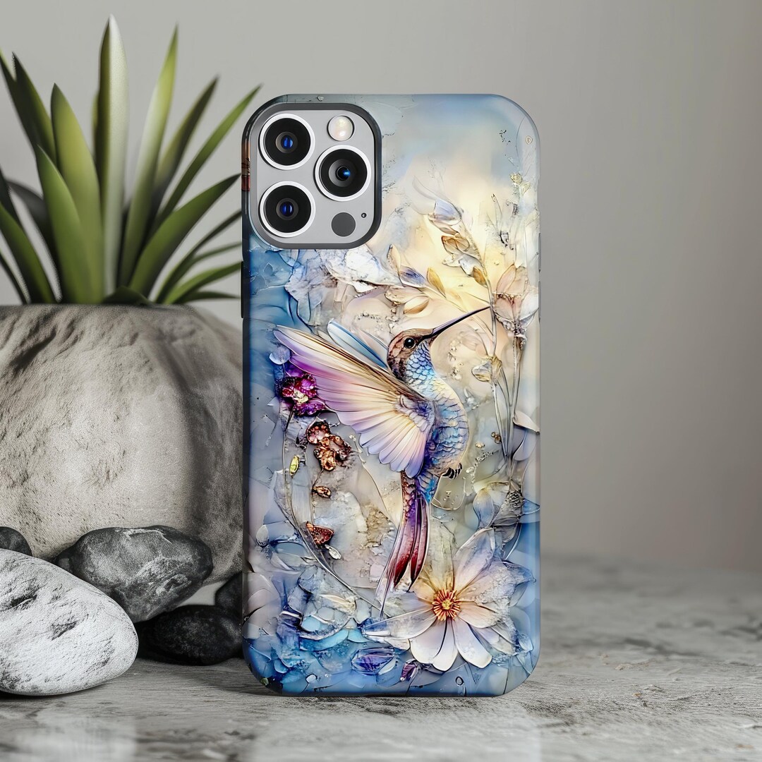 Artistic Hummingbird Phone Case, Aesthetic Nature Design, Unique Gift ...