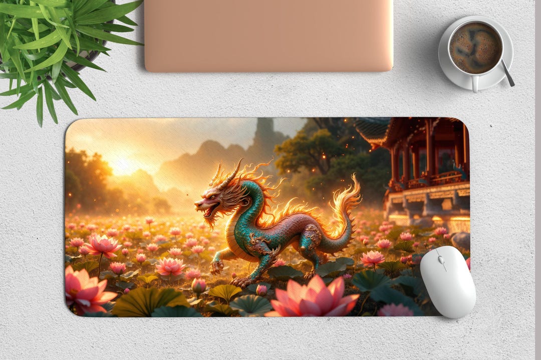 Fantasy Dragon Desk Mat, Aesthetic Gaming Mousepad, Mythical Creature ...