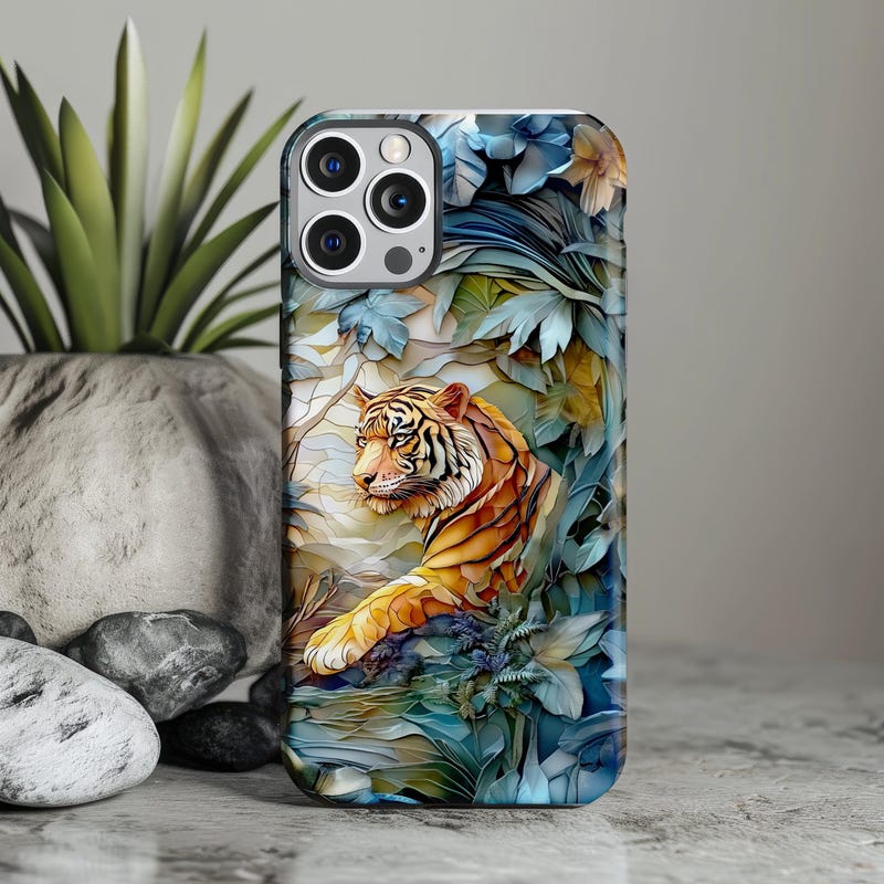 Stained Glass Tiger Phone Case - Etsy UK