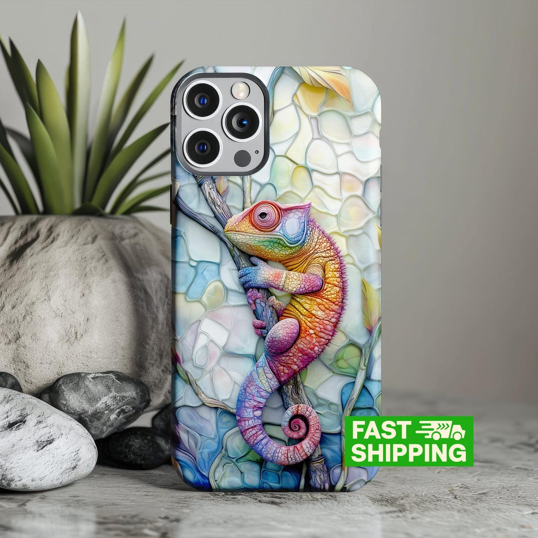 Colorful Chameleon Phone Case, Whimsical Phone Cover, Unique Gift Idea ...