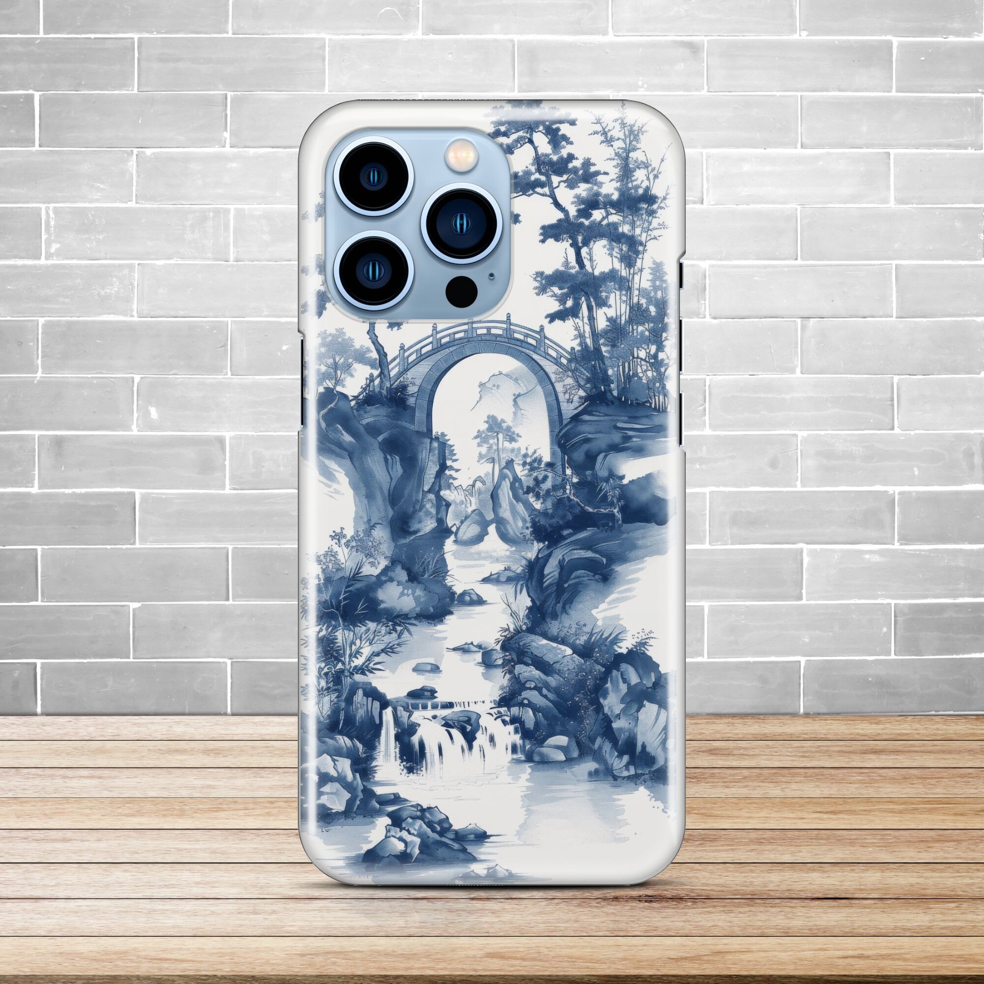Delft Blue Chinoiserie Tough Phone Case, Elegant White and Blue Design ...