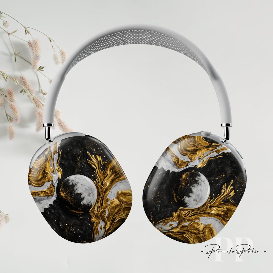Luxurious Celestial Moon AirPod Max Cover, Black and Gold AirPod Max ...