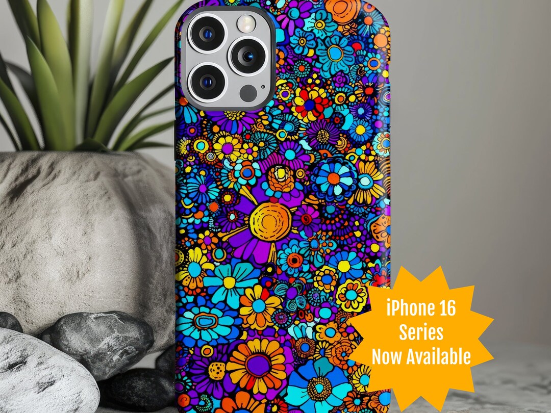 Vintage 60s 70s Retro Floral Pattern Tough Phone Case for iPhone and ...