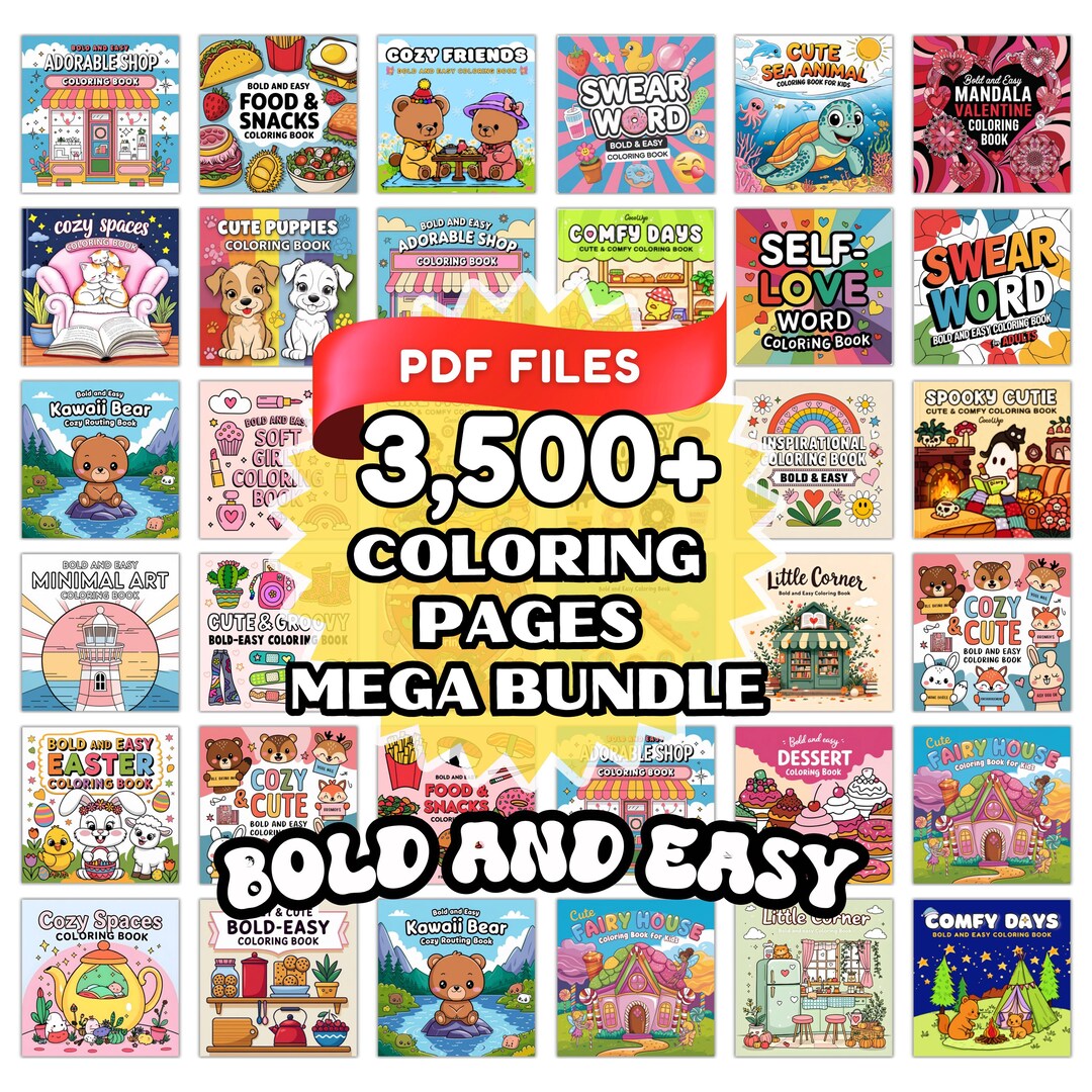 MEGA Coloring Book 3500+ Pages Bundle, 50 Coloring Book, Girl Moments ...