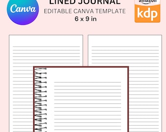 Canva Editable Lined Page Journal Commercial Use, Canva KDP Template ...
