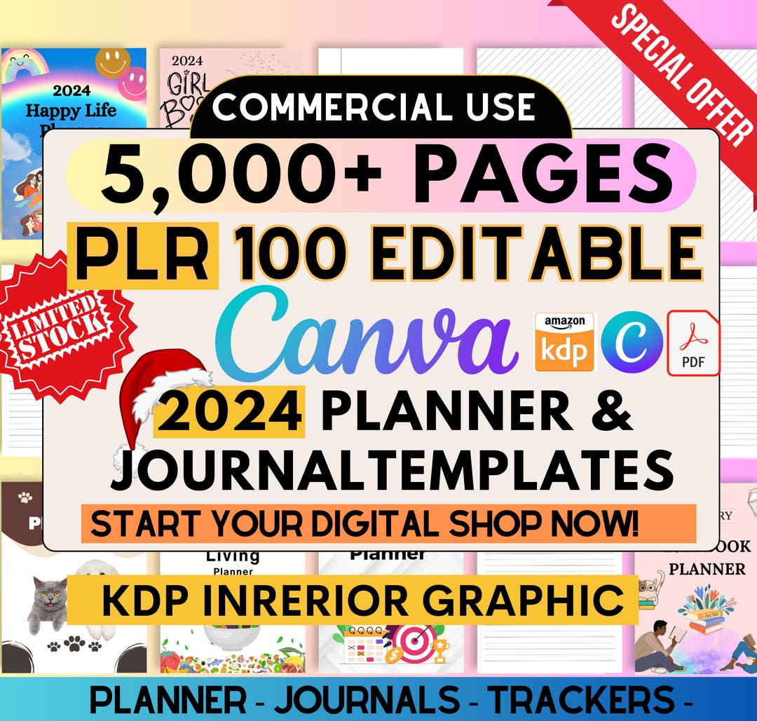 2024 CANVA PLR 100 Editable Templates for KDP Interior Graphic ...