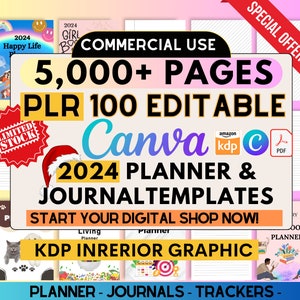 2024 CANVA PLR 100 Editable Templates for KDP Interior Graphic ...