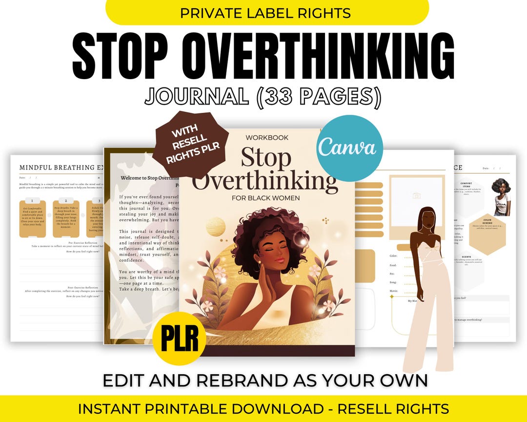 PLR / Resell Stop Overthinking Workbook BLACK Girl, Printable and ...