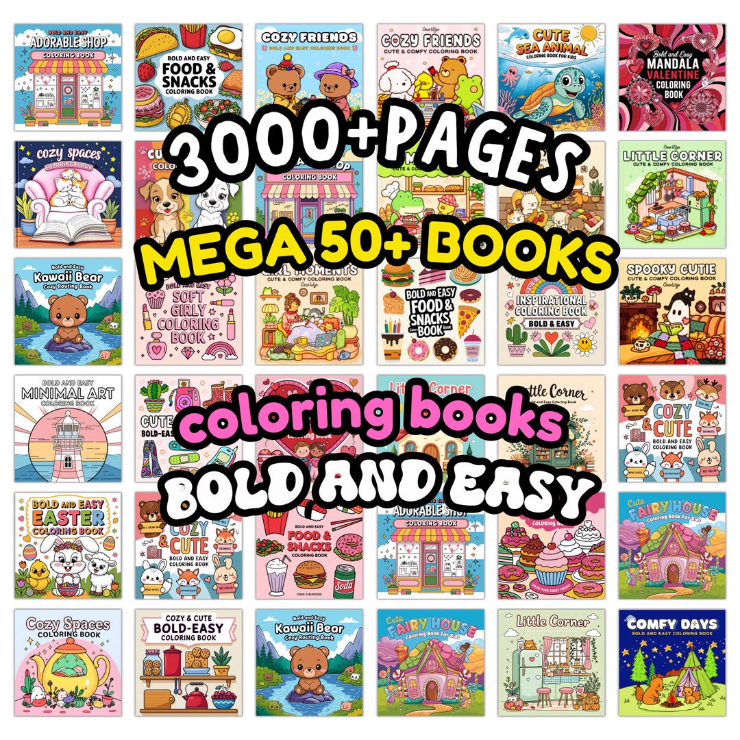 3000+ Coloring Pages Mega Bundle, 50 Coloring Book Bundle, Girl Moments ...