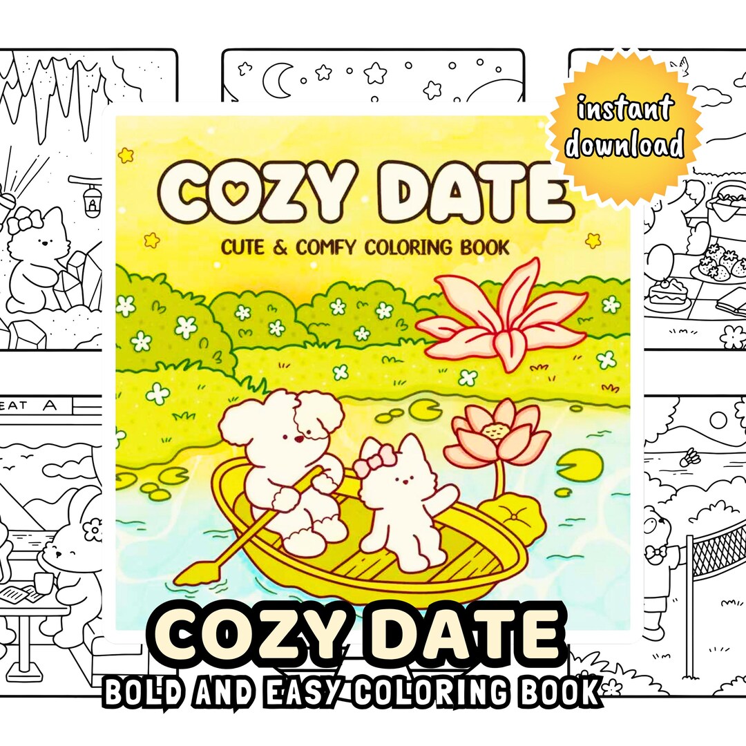 Cozy Date Digital Coloring Book 40 Pages Pdf File, Instant Download ...
