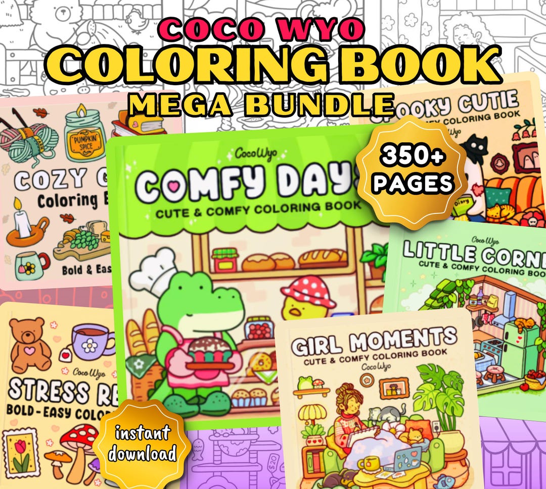 Mega Coloring Book Bundle: Coco Wyo Books, 300+ Pages, PDF Download ...