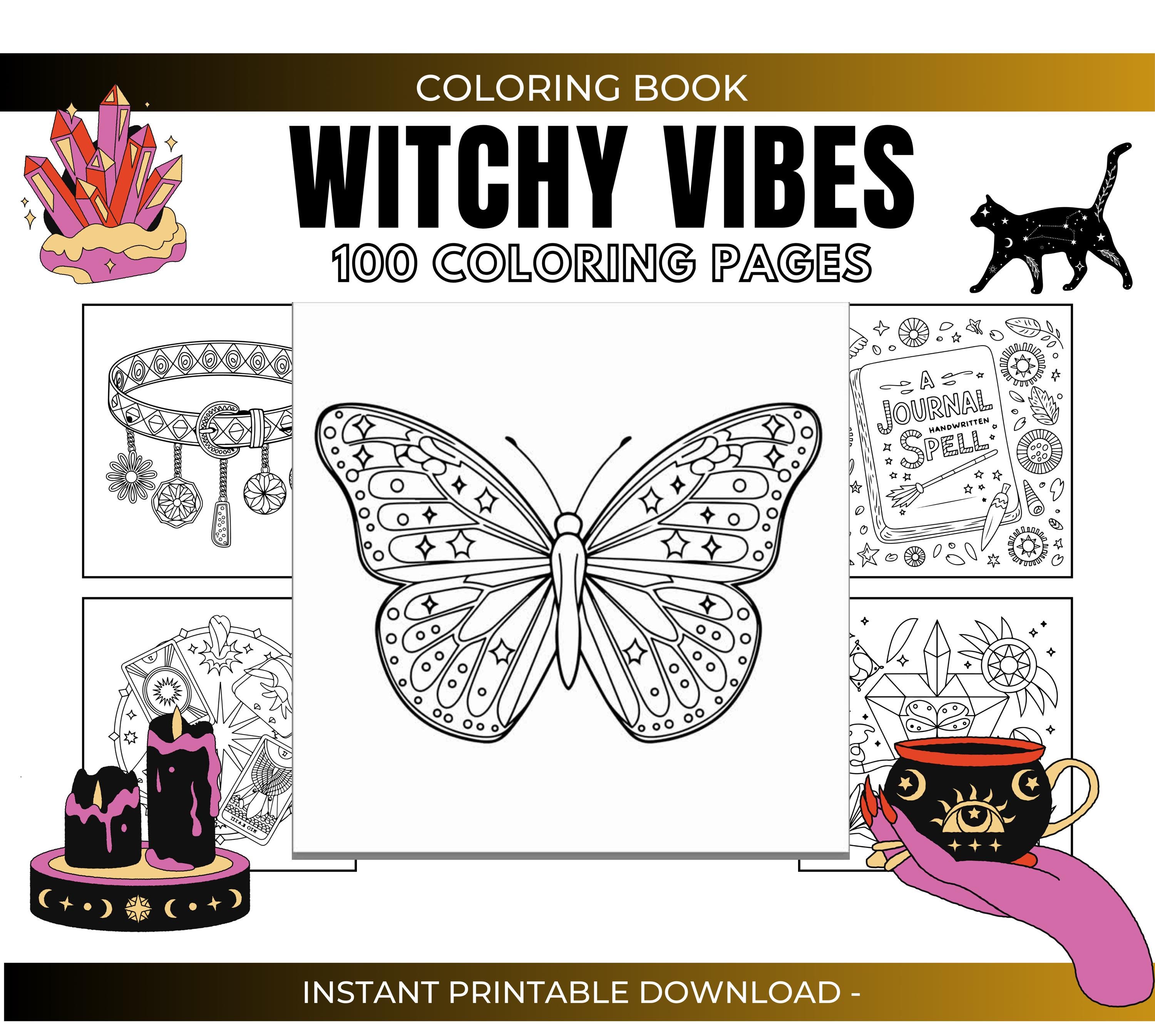Bold & Easy Witchy Coloring Pages | Instant Download PDF Printable ...