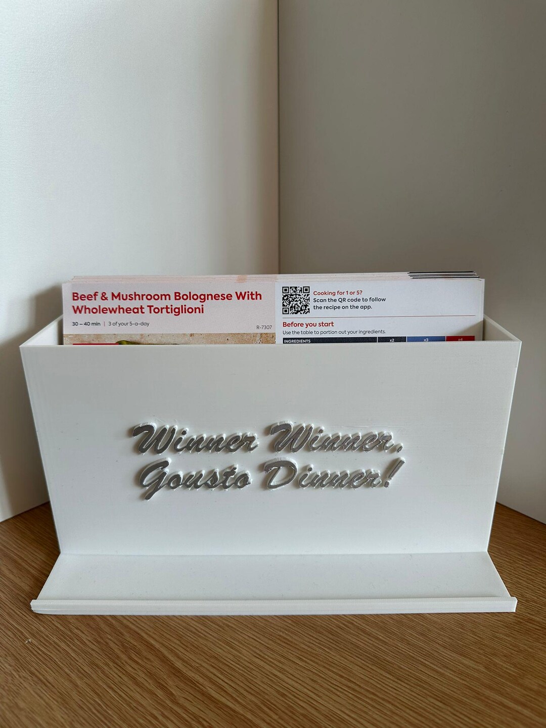 Recipe Card Holder - Perfect for Gousto Recipe Cards - 'winner Winner ...