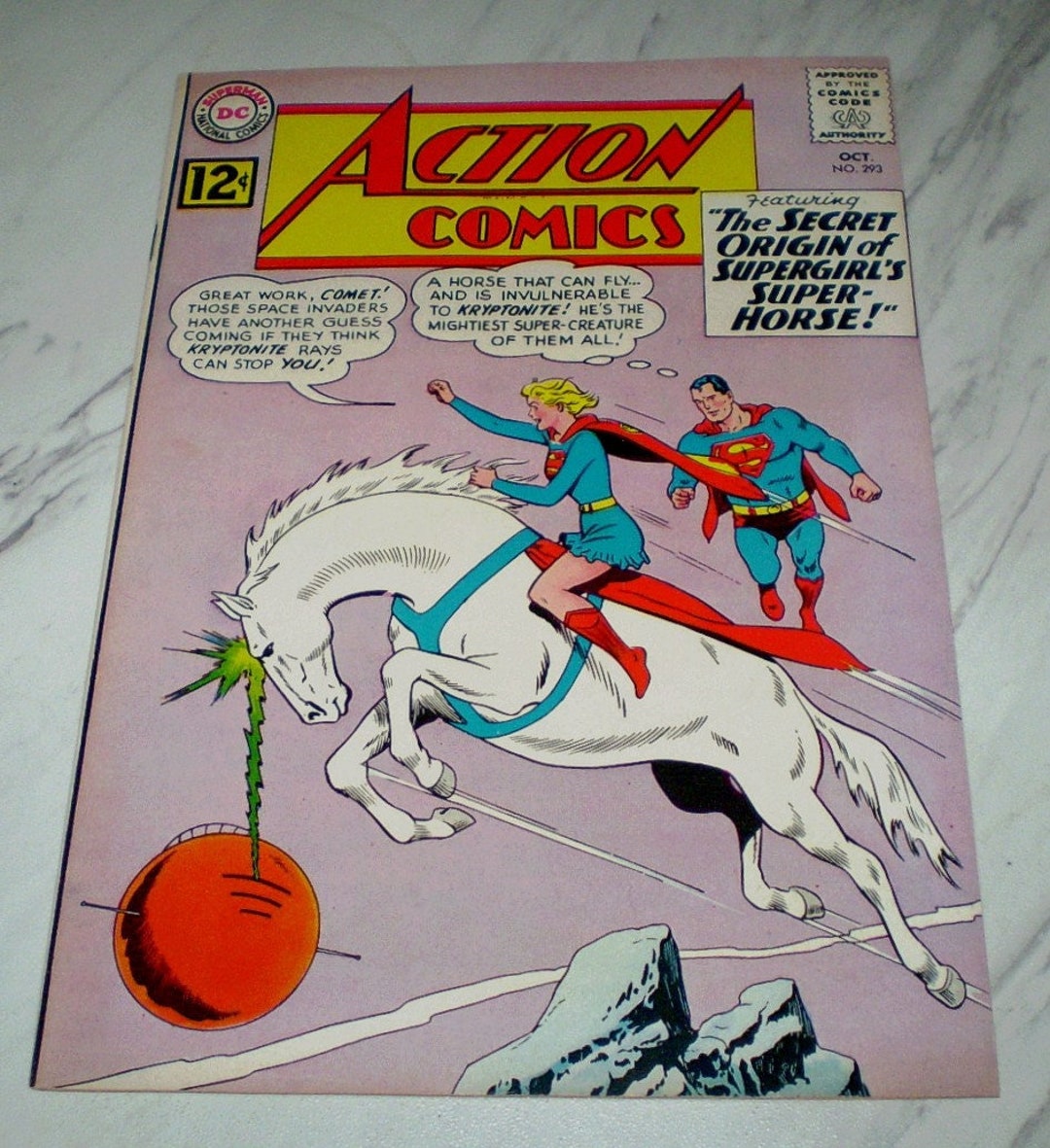 Action Comics #293 NM+ 9.6 OW Pages 1962 DC Origin of Comet, the Super ...