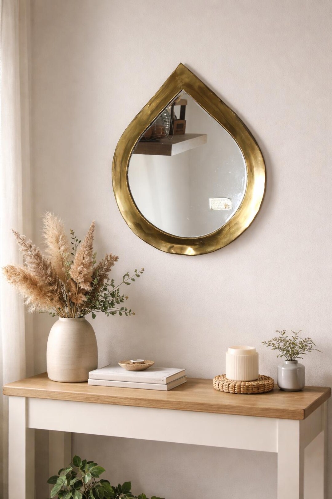 Vintage Brass Teardrop-shaped Mirror – Ourdou France – Handcrafted ...
