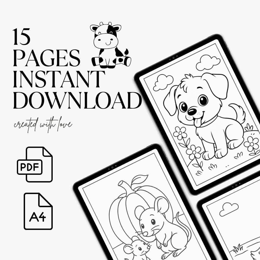 Farm Animal Coloring Pages for Kids – 15 Cute Baby Animals to Color ...