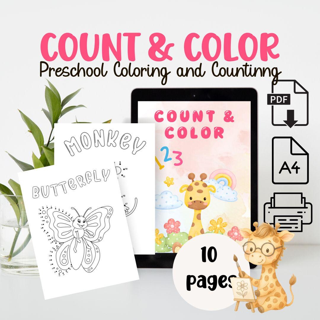 Counting Coloring Pages for Kids – Learn Numbers 1–10 – Fun Count and ...