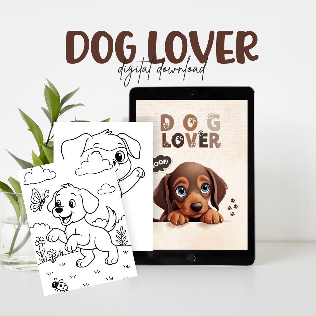 Dog Coloring Pages for Kids – Cute Puppy Printable Book – 20 Fun Animal ...