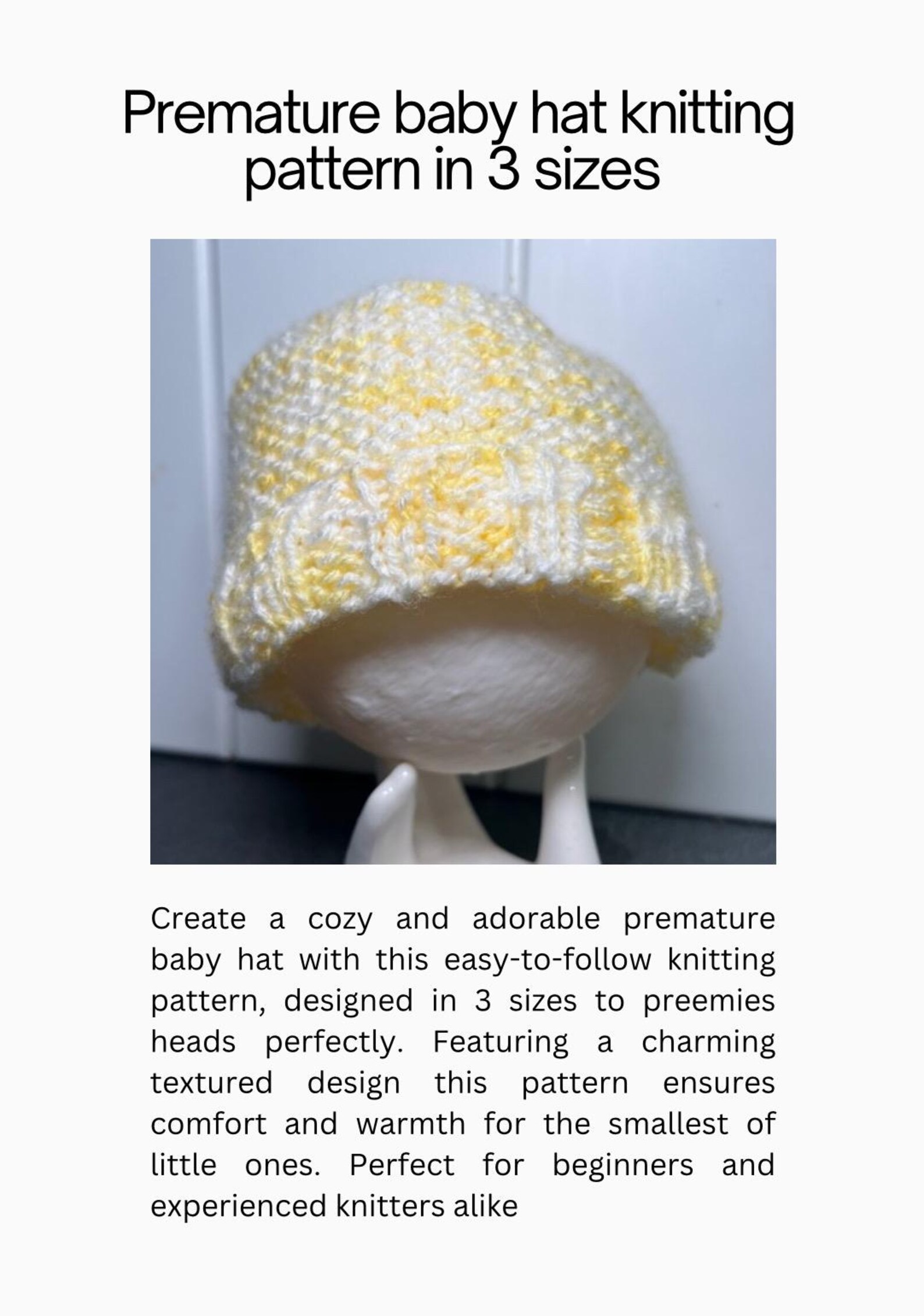 Easy Premature Baby Knitted Hat Pattern for Beginners - Etsy